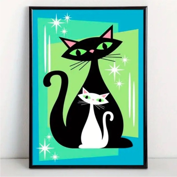Art | Mid Century Modern Atomic Cats Print | Poshmark